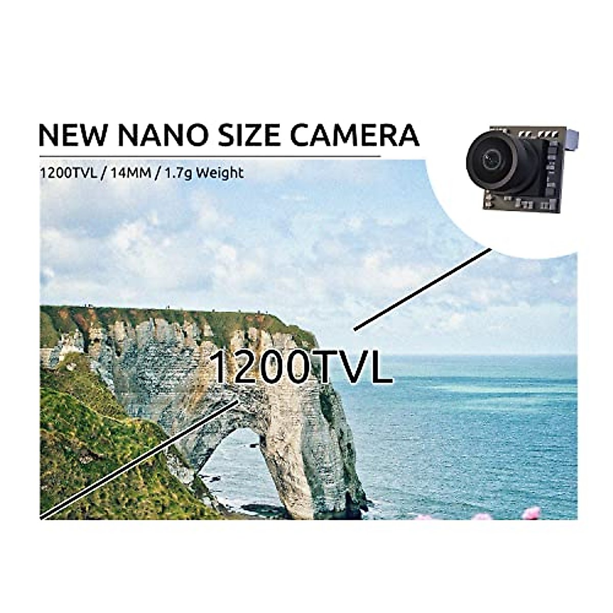 Caddx Ant Lite FPV Camera,1.8mm FPVCycle Edition 1200TVL Global WDR FOV 165° 1/3'' CMOS Sensor Analog Camera for FPV Racing RC Drone,Black 4:3