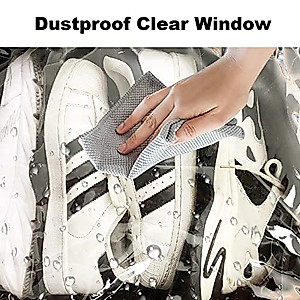 Meerainy Under Bed Shoe Storage Organizer for Closet 2 Pack- Fits 24 Pairs Underbed Shoes Container Boxes with 2 Sturdy Handles and Clear Window,Foldable Shoe Rack Holder,Black