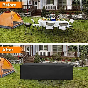 Outdoor Table and Chair Set Covers - Waterproof Patio Furniture Set Cover Sectional Sofa Set Covers for Rattan Table Chair Sofa Protective Cover(Black,205*104*71cm)