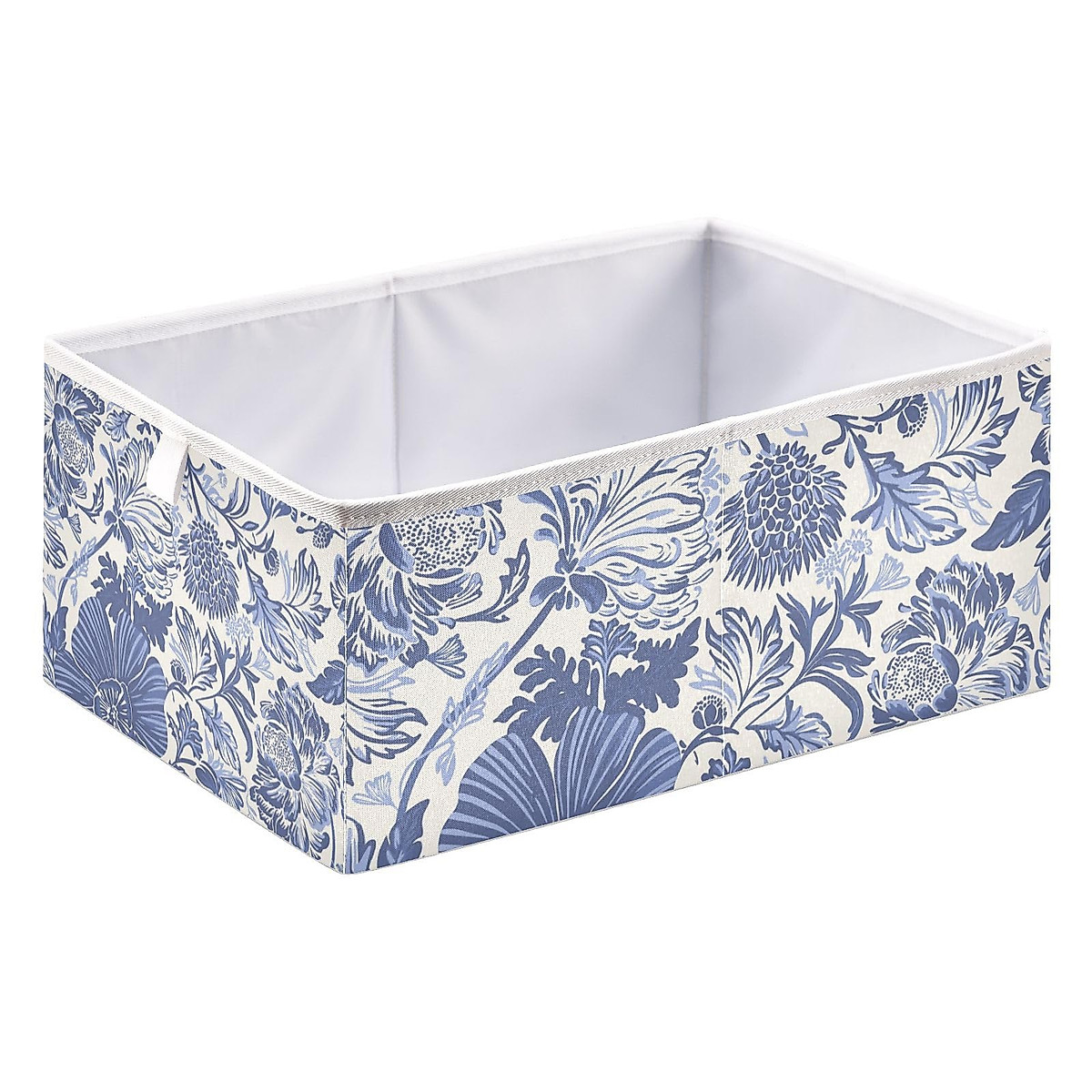 Kigai Fabric Cube Storage Bins Foldable Storage Box Waterproof Storage Cubes Organizer with Handles Storage Basket for Shelves, Home, Office, Nursery, 11"x11"x11", Blue Flowers
