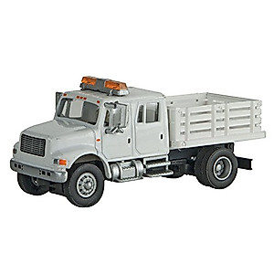 Walthers HO Scale International 4900 Open Stake Bed Truck White Railroad MOW