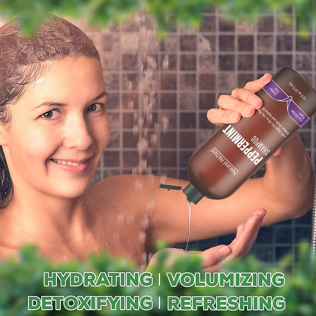 Natural Riches Peppermint Shampoo & Conditioner Set - Clarifying Formula for Thinning Hair, Fights Hair Loss, Promotes Hair Growth, Hydrating & Refreshing, Sulfate Free for Men Women, 16 fl oz each