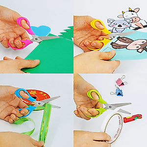 Oiijiok Left Handed Scissors Kids,5" Lefty Scissors Kids with Comfort Grip Handles,Blunt Tip Safety Left handed Kids Scissors Stainless Steel Blades,Assorted,4 Pack