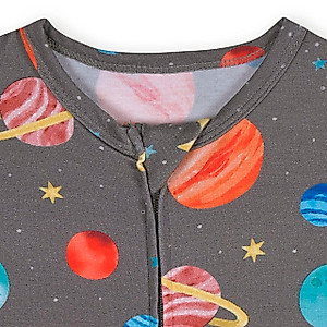 Gerber Unisex Baby Buttery Soft Short Sleeve Romper with Viscose Made from Eucalyptus, Space, 12 Months