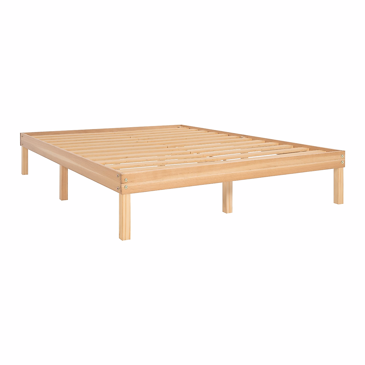 Naomi Home Lucia 14 Inch Solid Wood Platform Bed Full Bed Frame, Pine Wood, No Squeak, Full Size, No Box Spring Needed, Sturdy Bed Frame - Natural