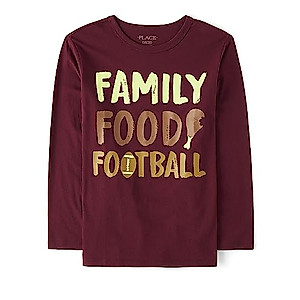 The Children's Place Boys All Holidays Long Sleeve Graphic T-Shirts Thanksgiving Fam Food Fball Small