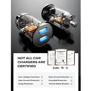 LISEN USB C Car Charger Fast Charging 60W 2-Pack Type C Car Phone Charger Mini&Metal USB C Cigarette Lighter Adapter for Ipad Pro iPhone 15 Pro Max Plus Apple Ipad Pro Samsung Galaxy S24 Google Pixel