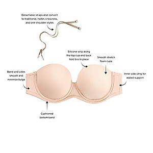 Wacoal Women's Red Carpet Full Busted Strapless Convertible Bra, Natural Nude, 44DDD