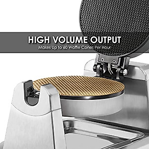 Waring Commercial Single Waffle Cone Maker, Heavy Duty Die Cast Housing, Non Stick Plates, Produces 60 Waffle Cones per Hour, 120V, 1200W, 5-15 Phase Plug