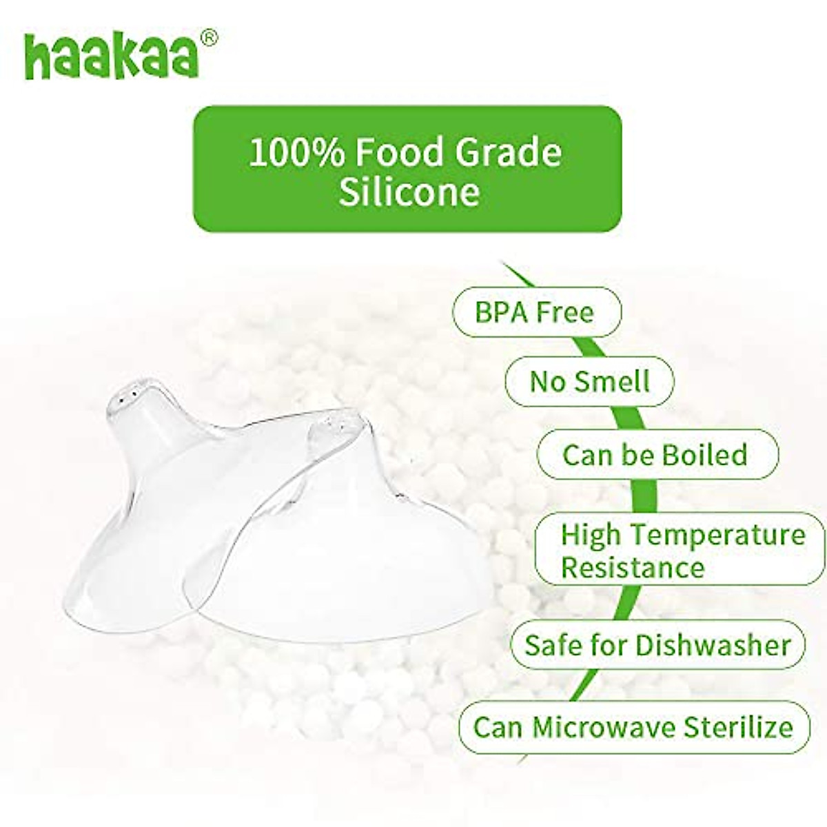 haakaa Nippleshield Silicone Nipple Shields for Breastfeeding with Carry Case Ultra-Thin Super-Soft (18mm, 2pk)
