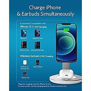 Anker Wireless Charger, PowerWave Magnetic 2-in-1 Stand with 4 ft USB-C Cable, Wireless Charging Station Only for iPhone 14/14 Pro/14 Pro Max/13/13 Pro Max / AirPods Pro (No AC Adapter)