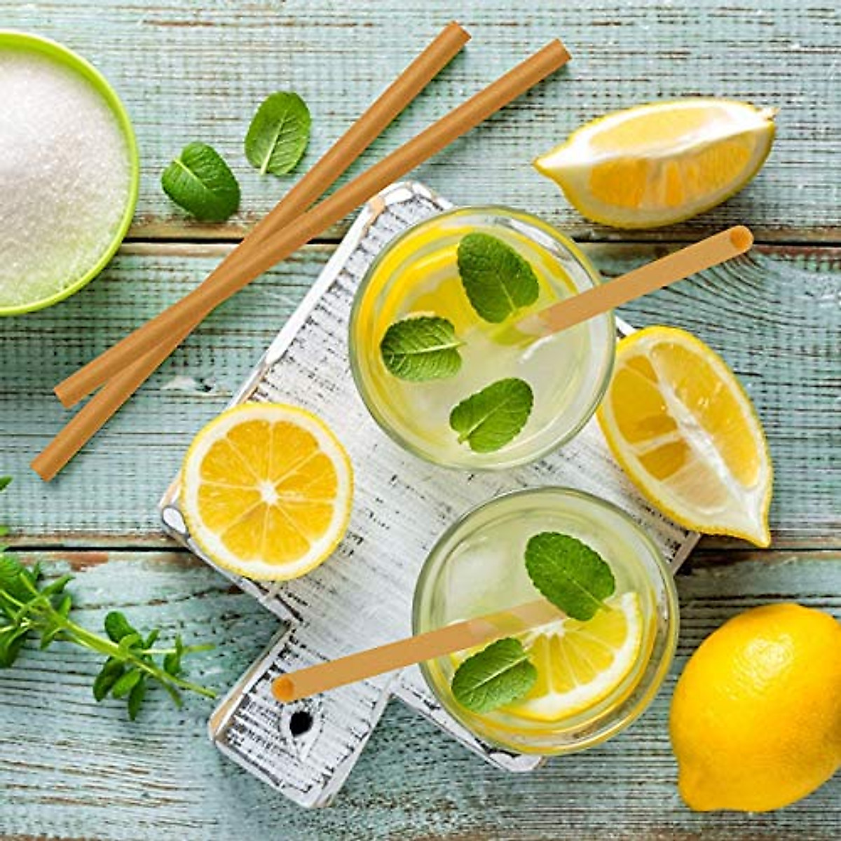 100pcs Sugarcane Straws 8 Inch Sturdy Biodegradable Drinking Straws Plastic Free Eco-Friendly Compostable Smoothie Straws for Home Restaurant Beach Parties Not Foggy