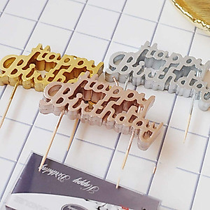 QQYL Gold Silver 1st 2nd 4th 18th 21st 25th 30th 40th 50th 60th 65th 70 85th 95th Happy Birthday Cake Topper Number Cake Candles Birthday Candles Decorating Kit Cake Banner Pop Sticks (Gold, Ha)