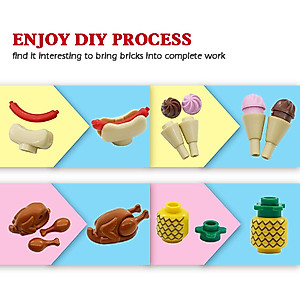 City Food Accessories - Building Block Friends Animals Bricks, People House Kitchen Farm Restaurant MOC Pieces Parts, Classic Party Favors Toys for Boys Girls