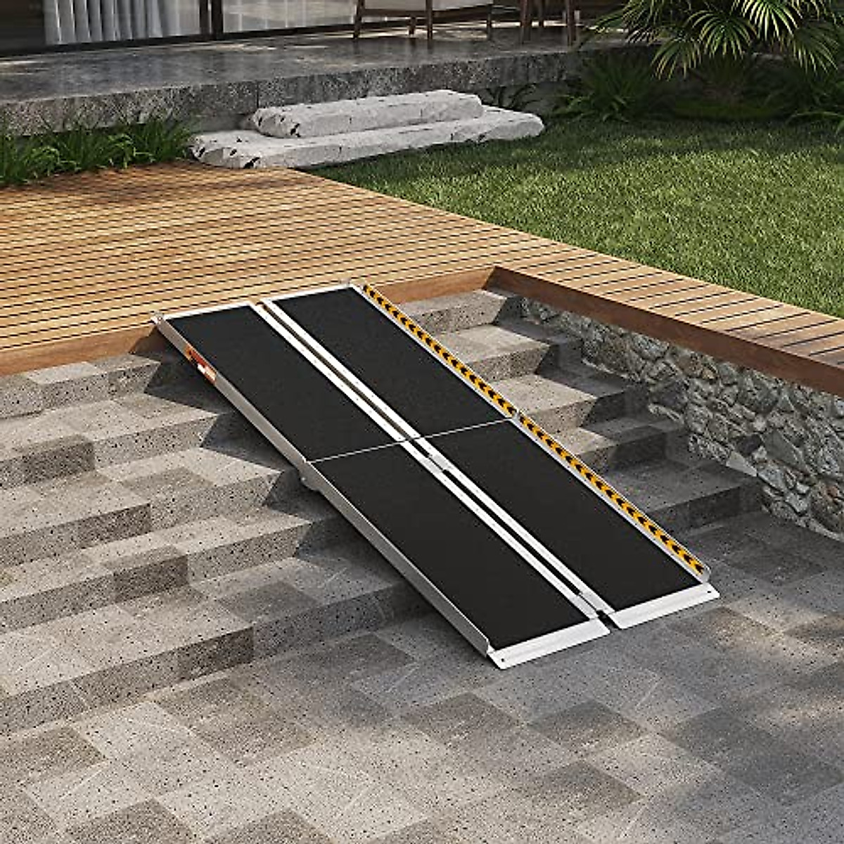 ORFORD Non Skid Wheelchair Ramp 6FT, Threshold Ramp with an Applied Slip-Resistant Surface, Portable Aluminum Foldable Mobility Scooter Ramp, for Home, Steps, Stairs, Doorways, Curbs