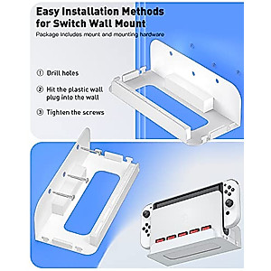 ZAONOOL Wall Mount for Nintendo Switch and Switch OLED, Metal Wall Mount Kit Shelf Stand Accessories with 5 Game Card Holders and 4 Joy Con Hanger, Safely Store Switch Console Near or Behind TV, White