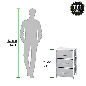 mDesign Steel Top and Frame Storage Dresser Tower Unit with 3 Removable Fabric Drawers for Bedroom, Living Room, or Bathroom - Holds Clothes, Accessories, Lido Collection - Gray