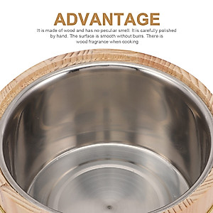 Wooden Rice Barrel Rice Bucket Wood Cooking Steamer: Wooden Steamed Cask Sushi Rice Cooling Bowl Rice Bowl Rice Cooking Tub with Lid for Home Restaurant Rice Sushi Bowl 20cm Kitchen