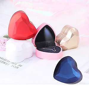 iSuperb Pendant Necklace Box with LED Light Heart Shape Jewelry Gift Box Bracelet Case for Anniversary Wedding Engagment (Blue)