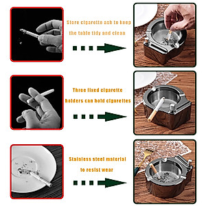 YUSUD Large Cigarette Ashtray with Permanent Match Lighter, Flint Fire Starter Ashtray, Fancy Metal Ash Tray Set for Weed, Cool Ashtrays for Cigars Outdoor Indoor Decor in Home Office