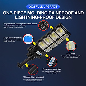 DHrtara Solar Lights Outdoor, 500W LED Solar Powered Motion Sensor Flood Lights, with Remote, Dusk to Dawn IP66 Waterpro Solar Security Wall Lights,for Exterior Wall, Patio, Yard, Deck, Garden