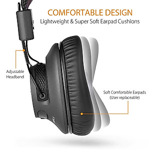Avantree Audition Pro 40 hr Bluetooth Over Ear Headset with Microphone for Home Office, Conference Call, APTX Low Latency Wireless Headphones for TV Watching, Foldable NFC HiFi Stereo for PC Computer