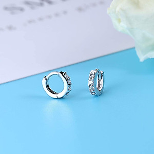 5mm Huggie Earrings 925 Sterling Silver Cubic Zirconia Tiny Hoop Earrings Cute Mini Forward Helix Cartilage Earring Hoop for Women