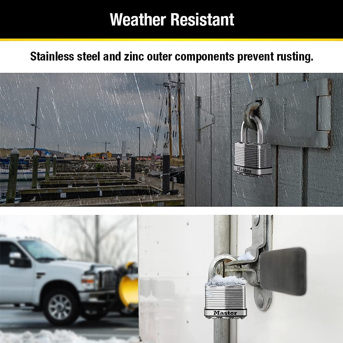 Master Lock M5XT Magnum Heavy Duty Outdoor Padlock with Key, 2 Pack Keyed-Alike, Silver