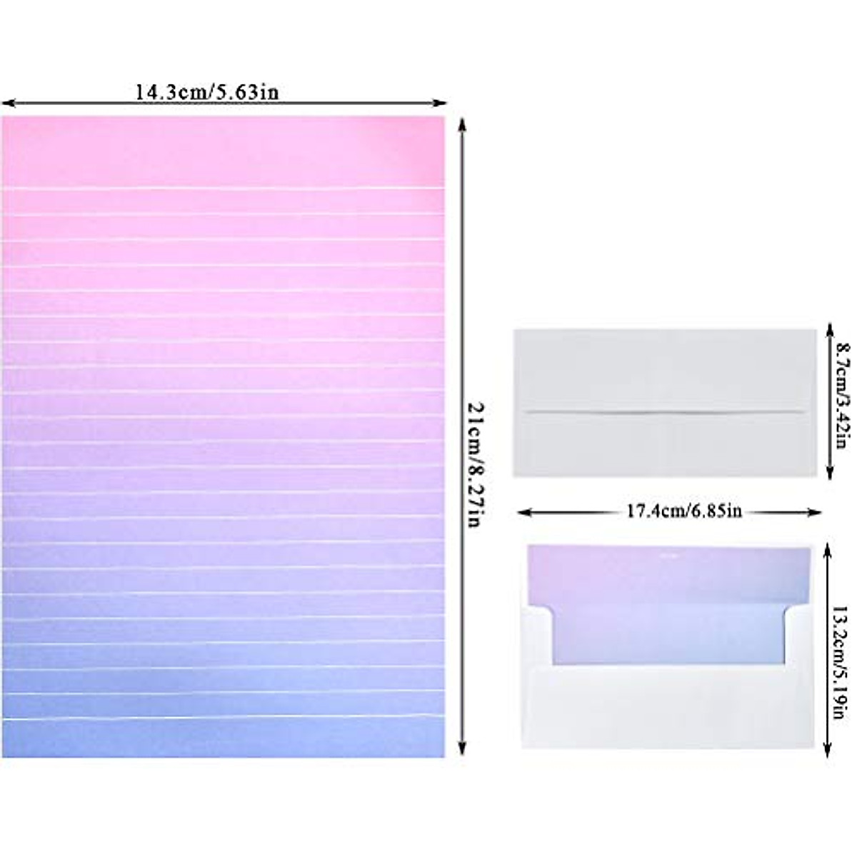 QLOUNI 72 Pack Colorful Stationery Paper, Stationery Paper and Envelopes Set - (48 Stationery Paper + 24 Envelopes) Letter Set for Writing Poems Lyrics Wedding Invitations
