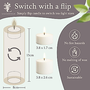 Artificial Pillar Candles with Real Tea-Light Fire for Home Decoration & Table Centerpiece, Tealight Candle Holder