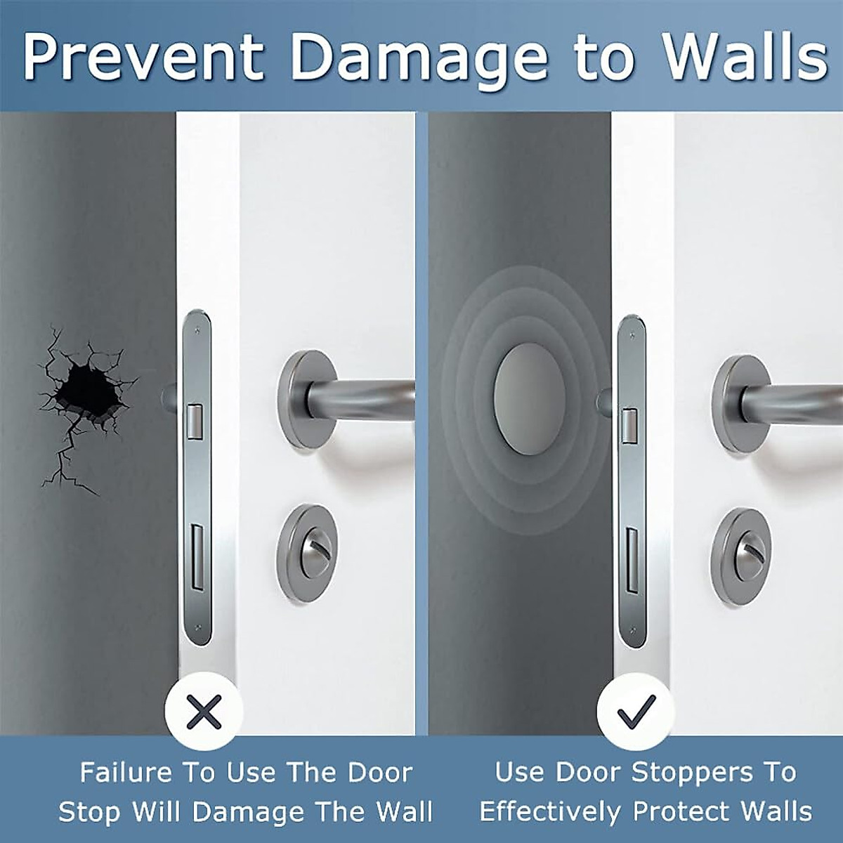 ULTECHNOVO Door Stoppers Wall Protector, 4pcs Silicone Reusable Door Bumper Self Adhesive Quiet Absorbent Gel Door Knobs Wall Protector for Home Office Gray