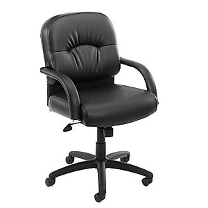 Boss Office Products Mid Back Caressoft Chair in Black