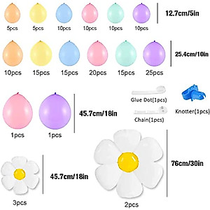 Pastel Balloons Garland Arch Kit-White Groovy Daisy Flower Macaron Pastel Rainbow Balloons for Baby Shower Daisy Theme Wedding Girls Birthday Boho Party Decoration