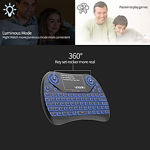Sidiwen Backlit Mini Wireless Keyboard with Touchpad and Mouse, 2.4GHz Rechargeable, Remote Control with QWERTY Keypad for Android TV Box, iPTV, Xbox, TV, Projector, Raspberry pi, USB Devices, etc