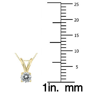 SZUL 1/10 Carat Round Diamond Solitaire Pendant in 14K Yellow Gold