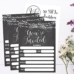 Hadley Designs 50 Rustic Invitations, Chalk Bridal or Baby Shower, Chalkboard Birthday, Wedding Rehearsal Invites, Engagement Bachelorette Reception Anniversary, Housewarming, Graduation, Sweet 16