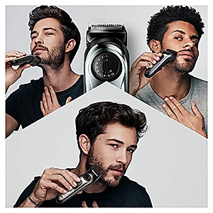 Braun Beard Detail Trimmer, Hair Clippers for Men, Cordless & Rechargeable, Mini Foil Shaver with Gillette ProGlide Razor, Silver, 10 Piece Set