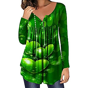 Green Womens Top Daily Deals Green Tshirts Shirts for Women Womens Long Sleeve Blouse St Patricks Day Party Supplies Shirt