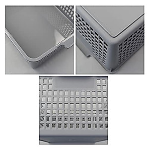 Tstorage 3-Pack Plastic Storage Baskets, Gray Large Storage Bin
