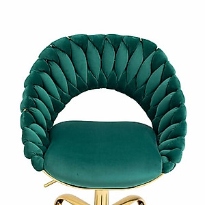 EXZLFA Home Office Desk Chair,Modern Velvet Computer Task Armchair with Height Adjustable and 360° Swivel, Vanity Gold Metal Frame Makeup Chair for Living Room (Emerald)