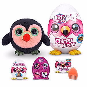Pets Alive Chirpy Birds (Tucan) by ZURU, Electronic Pet That Speaks, Giant Surprise Egg, Stickers, Comb, Fluffy Clay, Bird Animal Plush for Girls