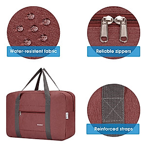 For Spirit Airlines Personal Item Bag 18x14x8 Foldable Travel Duffel Bag Tote Carry on Luggage Duffle Weekender Overnight for Women and Men (1112 Thick Series Jujube Red)