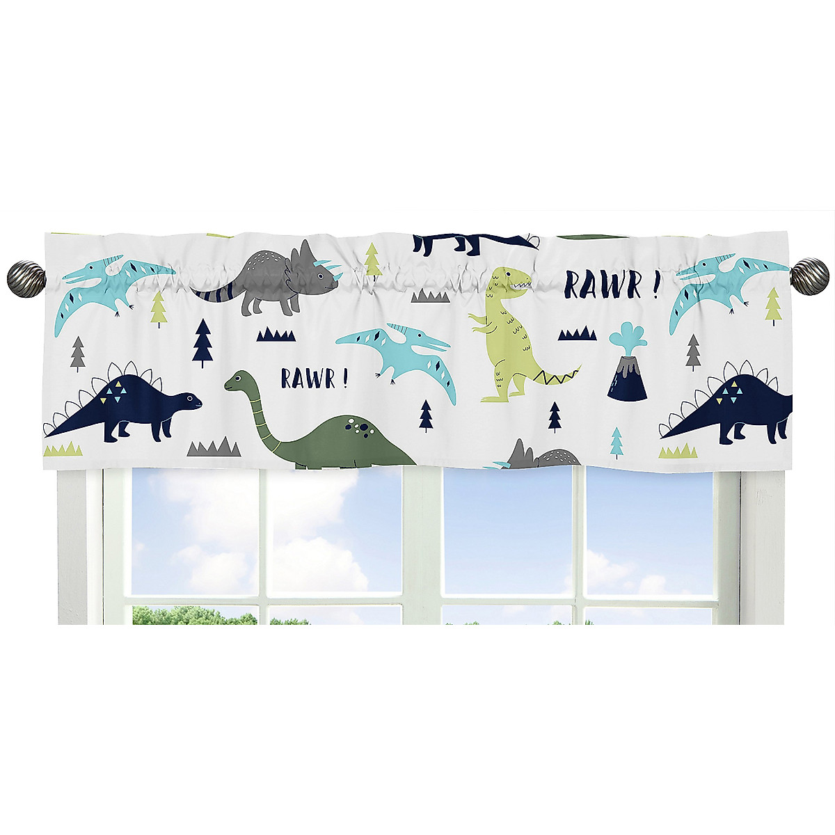 Navy Blue and Green Modern Dinosaur Baby Boys or Girls 11 Piece Crib Bedding Set