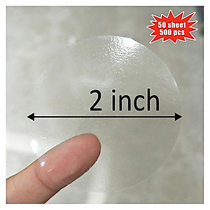 SMARSTICKER Super Gloss Clear Transparent Retail Package Envelope Seals 2" Christmas Round Circle Crystal Clear Dot Mail Wafer Seals Stickers Labels Envelope Tab Sealer 500/Pack