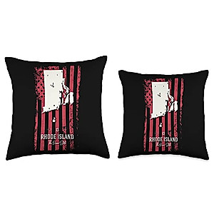 Rhode Island State Map USA Throw Pillow, 18x18, Multicolor