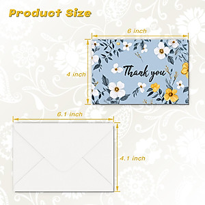 HISDEAR Thank You Cards with Envelopes and Stickers, 100 Pcs Painted Florals Design for Wedding Baby Shower Business Bridal Showers (4 X 6 Inch)