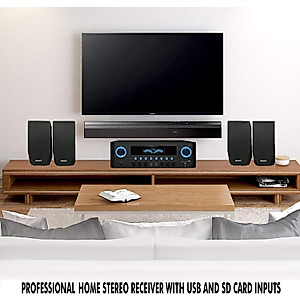 Technical Pro 1000 Watts Professional Home Theater Receiver System Kit w Portable Microphone with Digital Processing and Remote 6 Qty of 5.25” Ceiling Wall Mount Framed Speakers