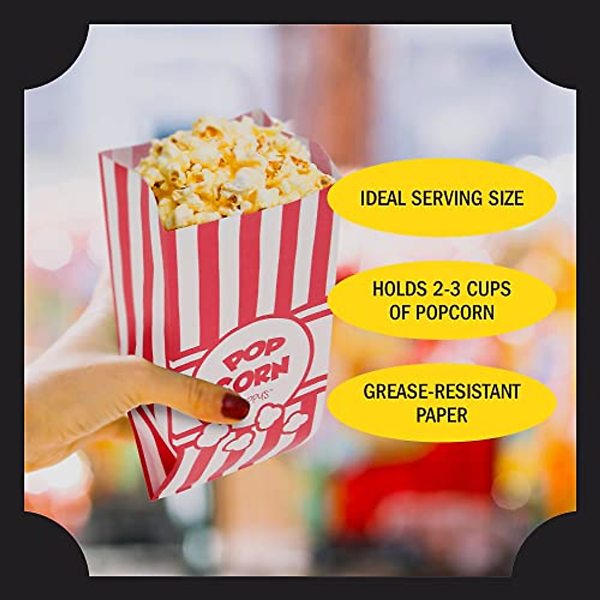 Poppy's Paper Popcorn Bags - 200 1oz Concession-Grade Bags, Popcorn Machine Accessories for Popcorn Bars, Movie Nights, Concessions