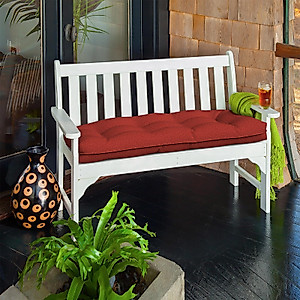 TWLEAR Tufted Bench Cushion for Outdoor Furniture, Patio Swing Cushion 44 x 19 x 5 Inch, Overstuffed Outdoor Chair Cushion for Garden Loveseat Lounge Storage, 1 Pack, Olefin Brick Red