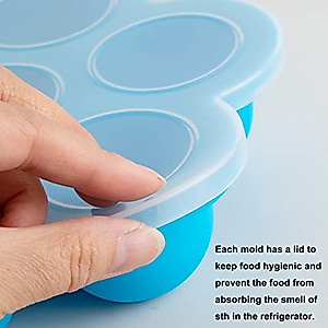 CHuangQi 2pcs Silicone Egg Bites Molds for 5, 6, 8 qt Instant Cooker, Pressure Cooker, Food Storage Container with Lid & Freezer Tray (6.3x5.7x1.4in)